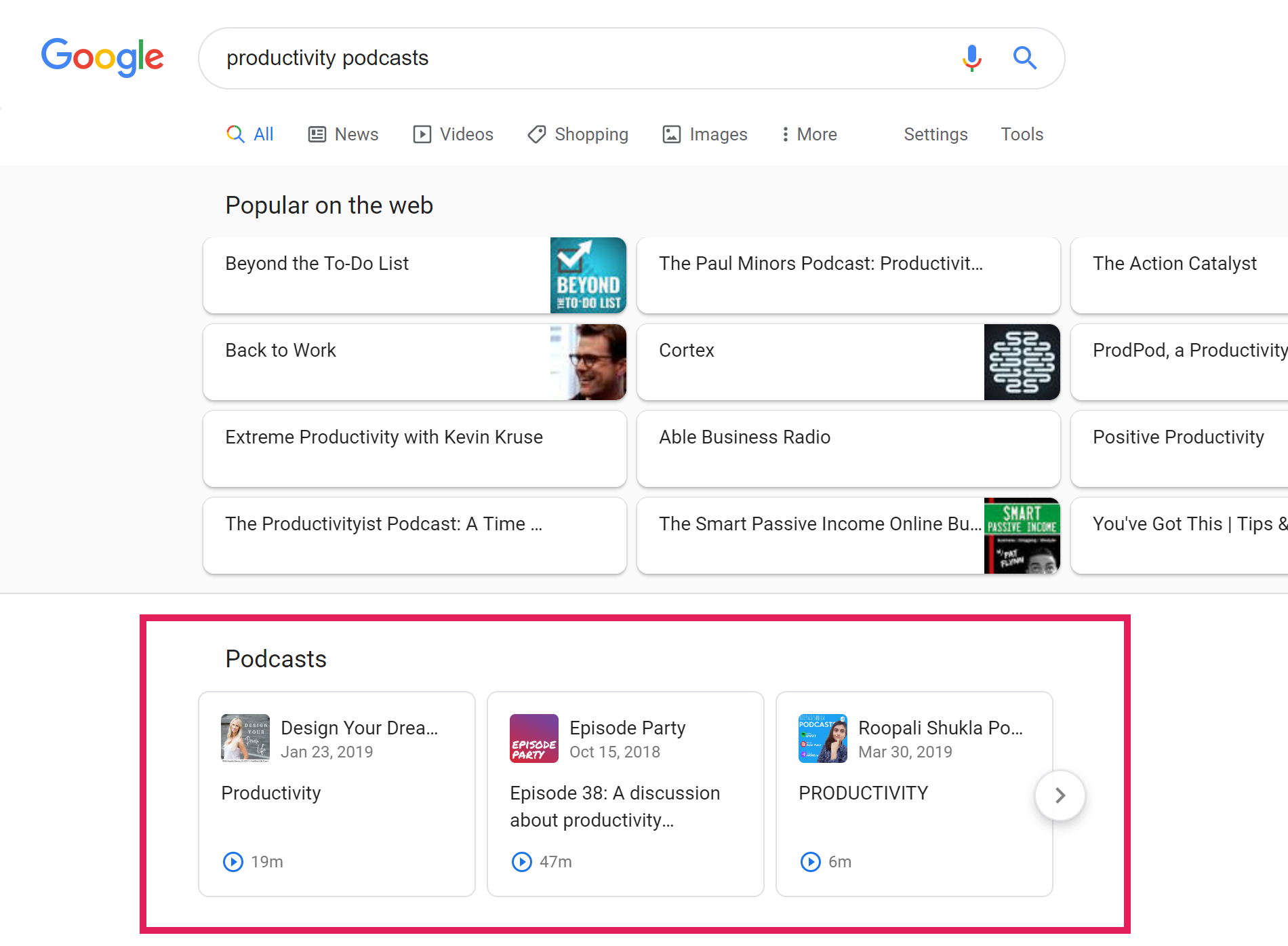 Google Podcasts Search Results and SEO - Portent